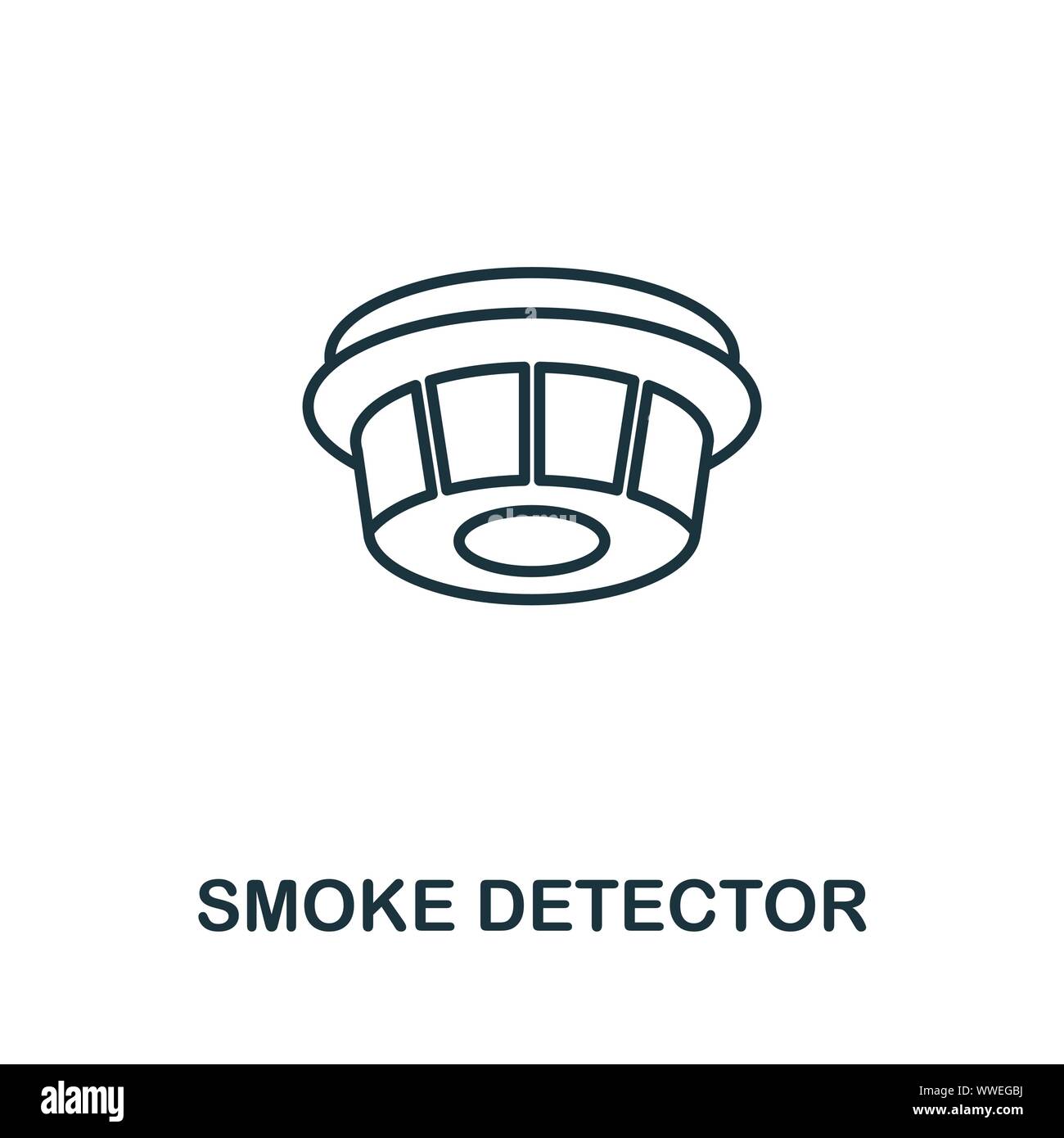 Smoke Detector outline icon. Thin line concept element from fire safety ...