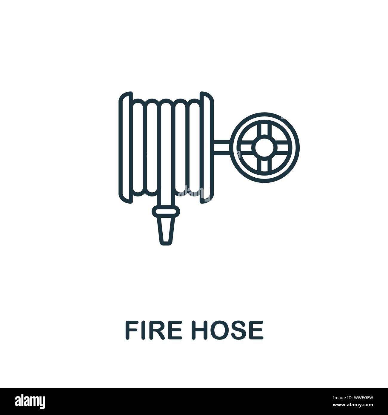 Fire Hose outline icon. Thin line concept element from fire safety ...