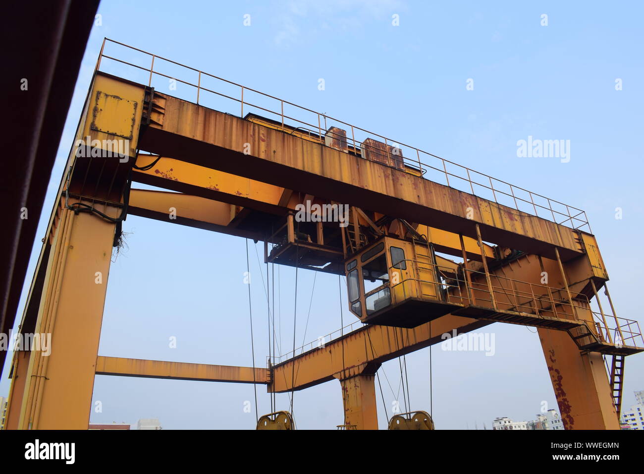 Huge sized liver for lifting container in dockyard of komolapur railway ...