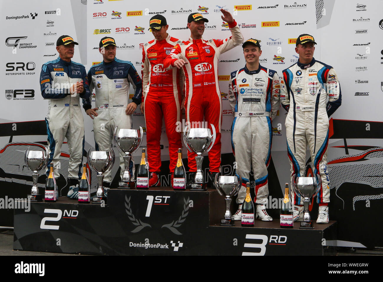 Derby, UK. 15th Sep, 2019. Overall podium with left to right, #2 RAM ...