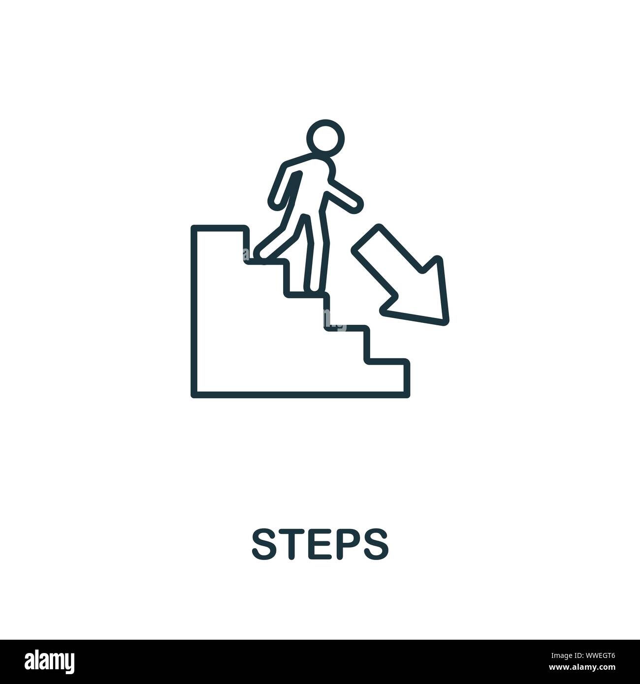Steps outline icon. Thin line concept element from fire safety icons ...