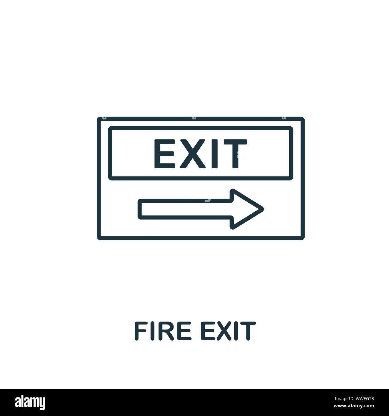 Fire Exit outline icon. Thin line concept element from fire safety ...