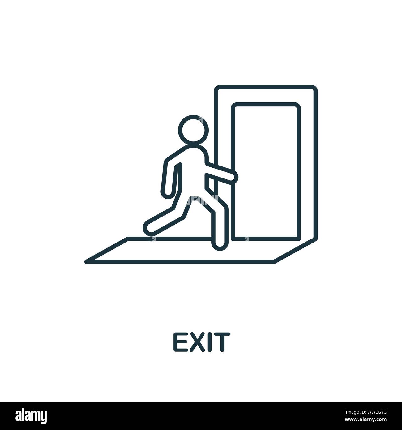 Exit outline icon. Thin line concept element from fire safety icons ...