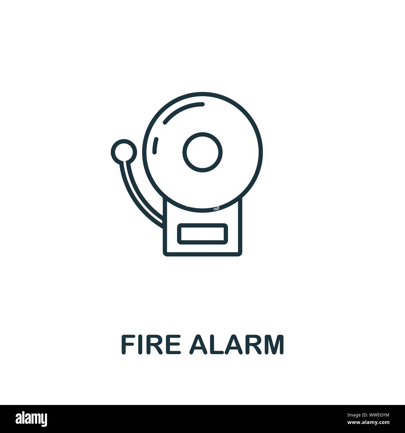 Fire Alarm outline icon. Thin line concept element from fire safety ...