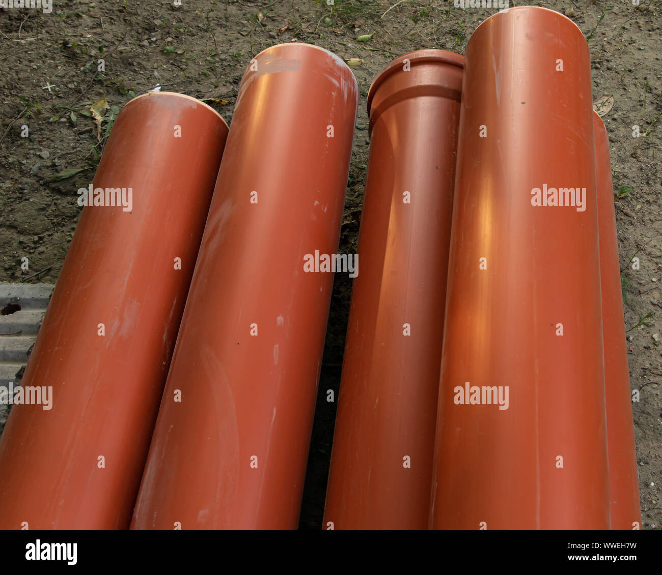Some water sewer pipes. Sanitary installation concept Stock Photo - Alamy