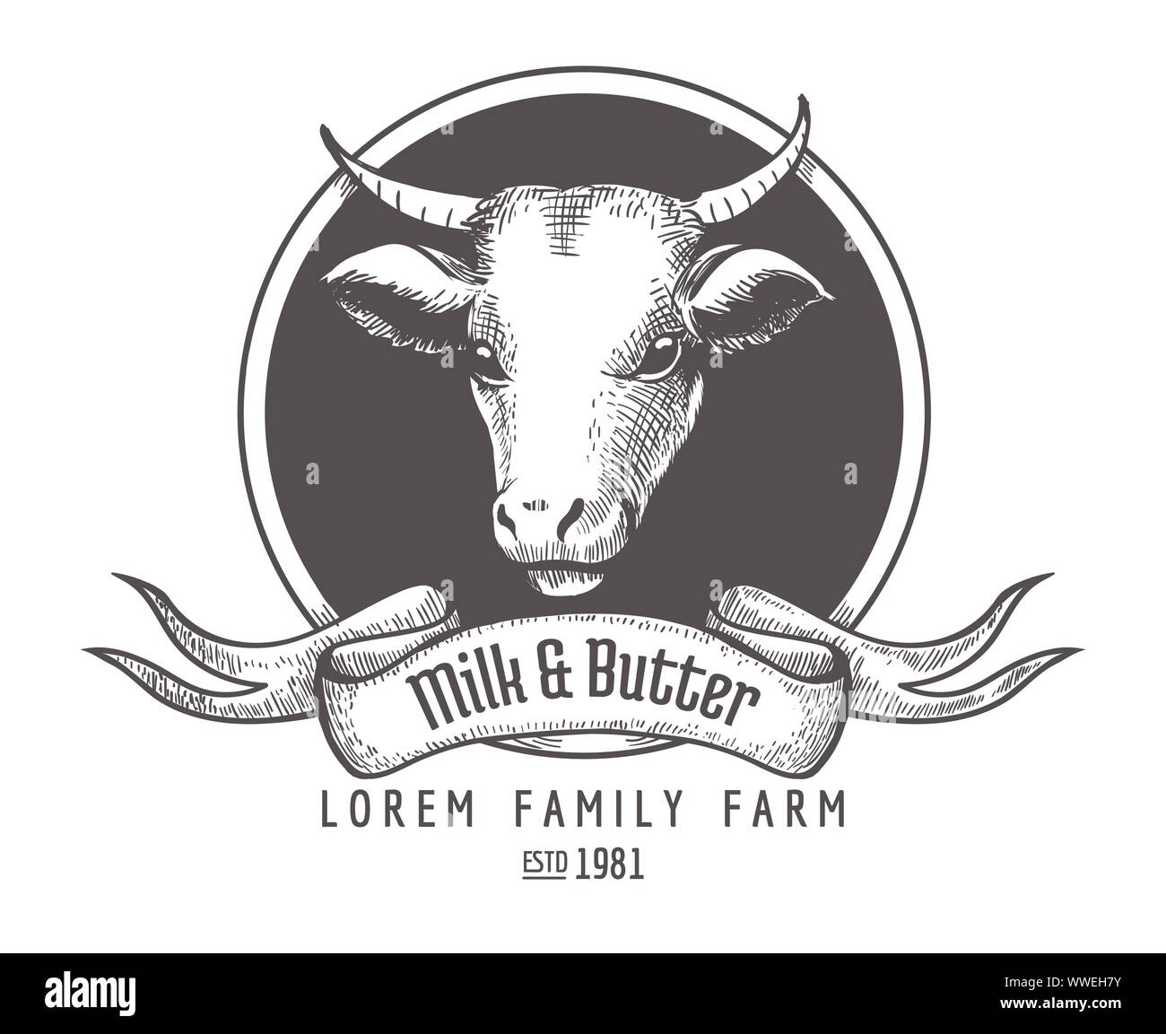 Vintage milk cow logo Stock Vector Image & Art - Alamy