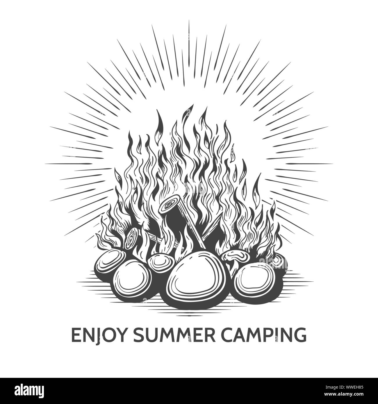 Vintage Campfire Illustration