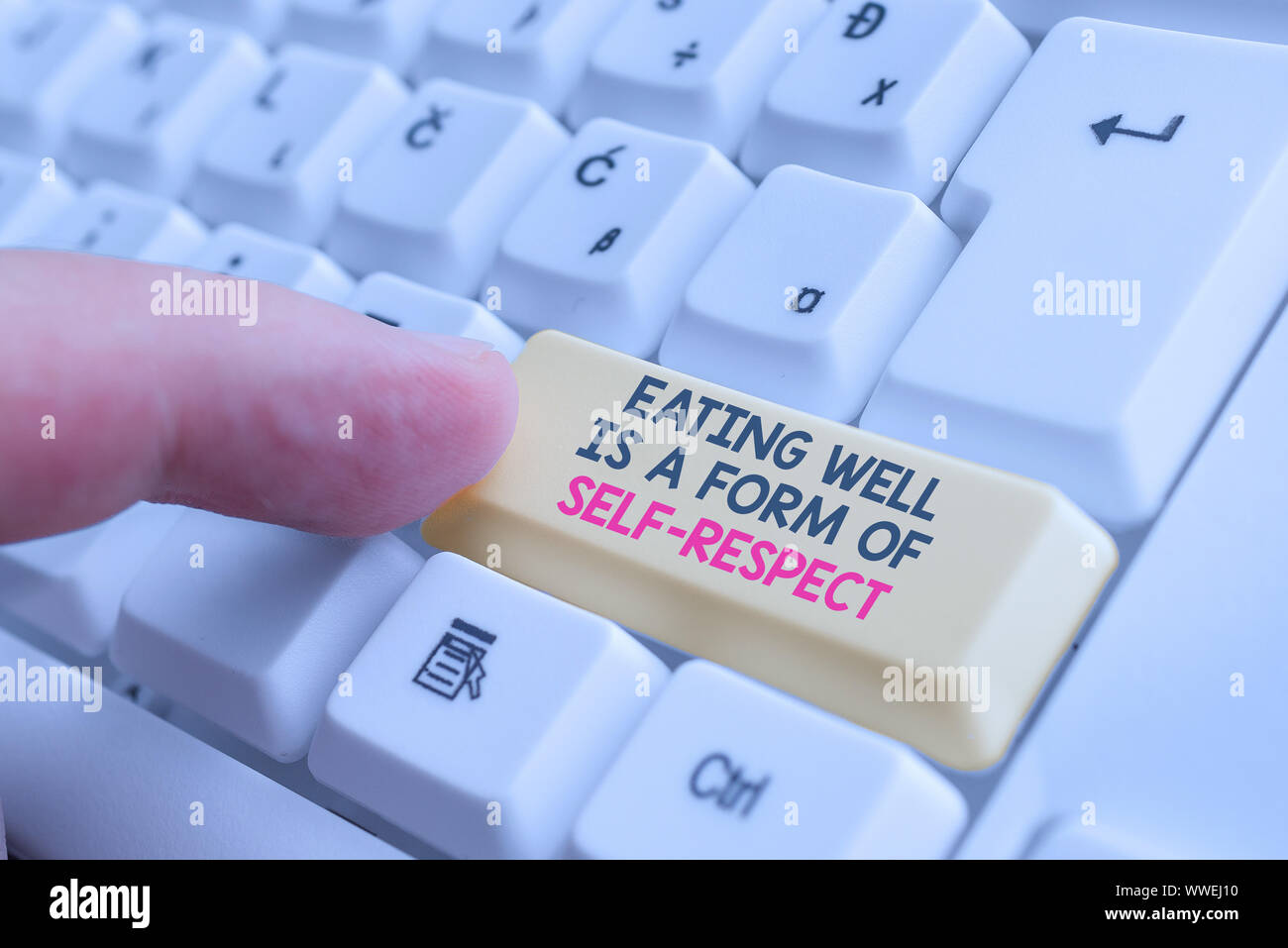 Writing note showing Eating Well Is A Form Of Self Respect. Business ...