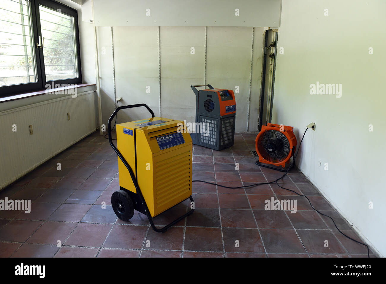 Duesseldorf, Germany. 15th Sep, 2019. Dryers stand in a cellar room ...