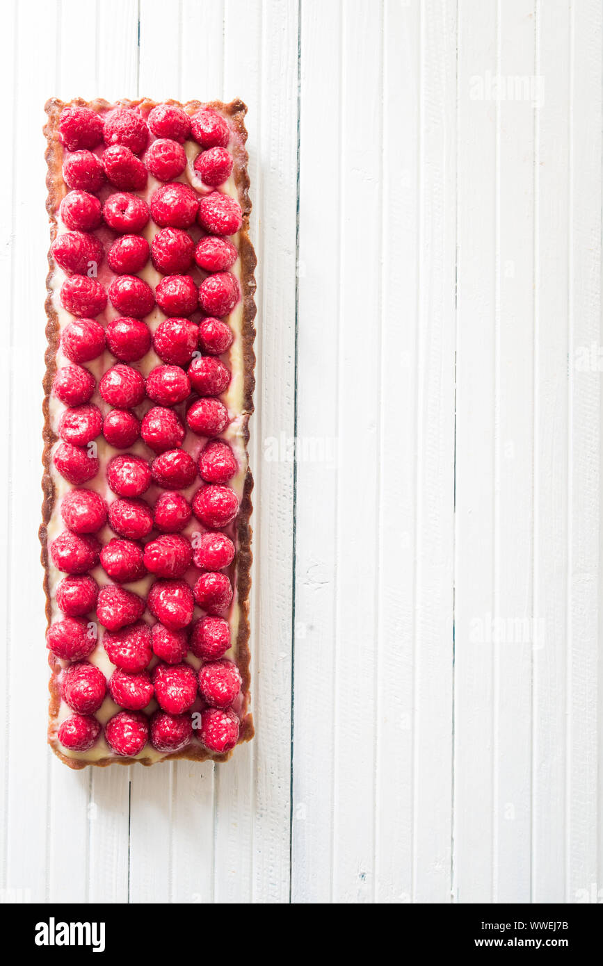 Raspberries rectangular shaped tart with an italian crust and pastry ...