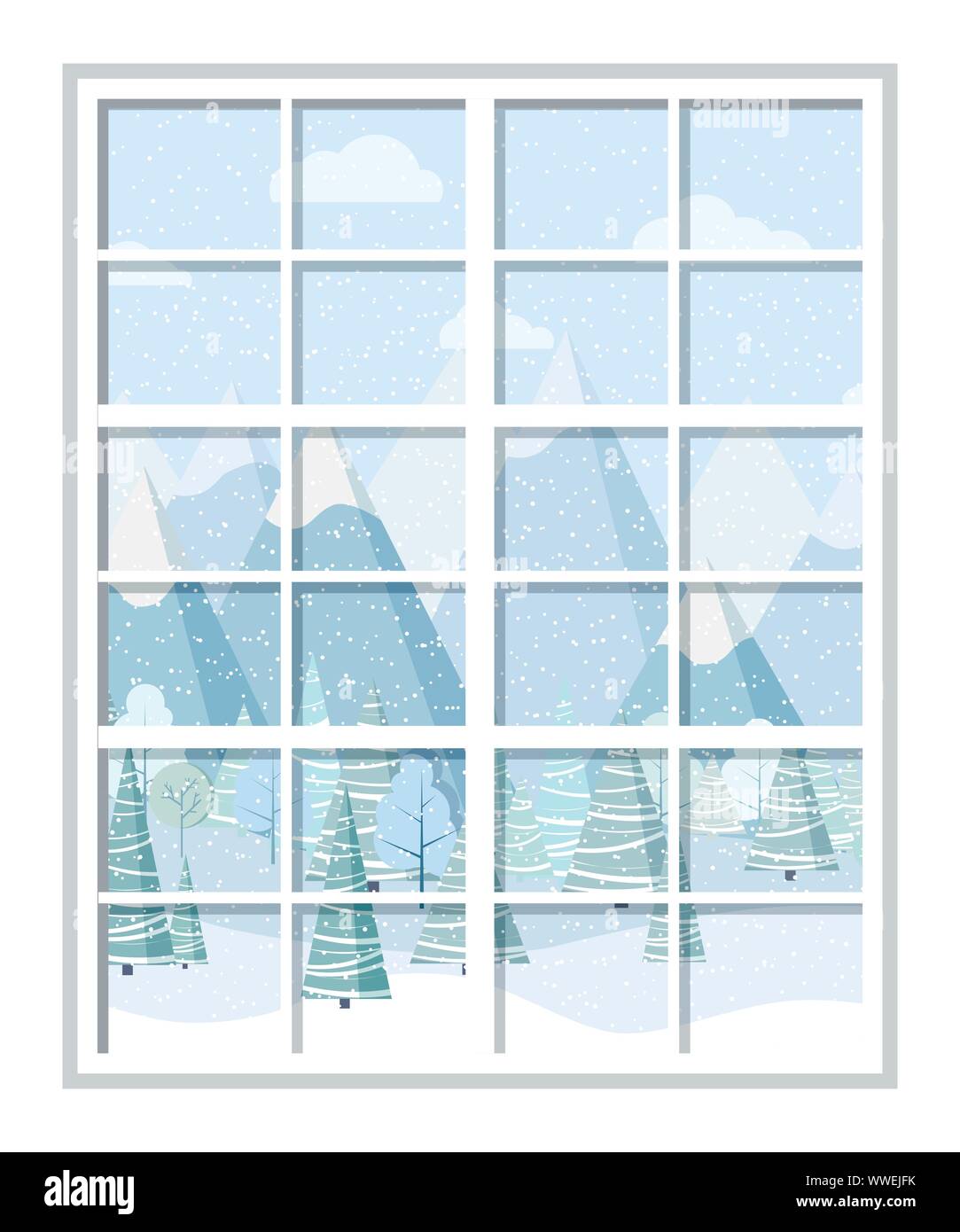 Isolated white room window frame in cartoon flat style Stock Vector ...