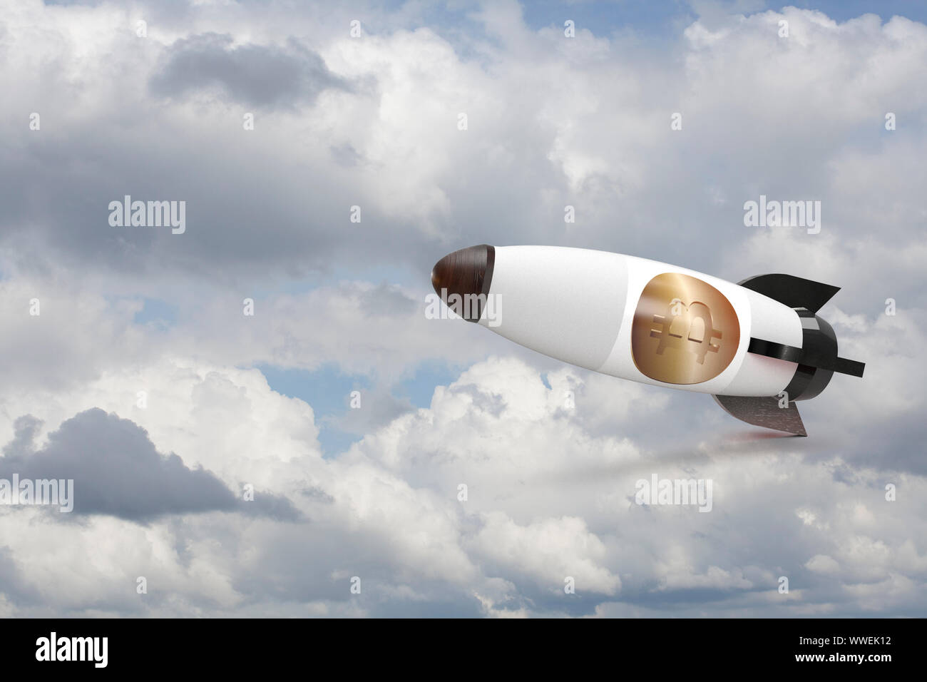 Bitcoin Rocket Ship. Cryptocurrency Blockchain Crypto Concept. 3D ...