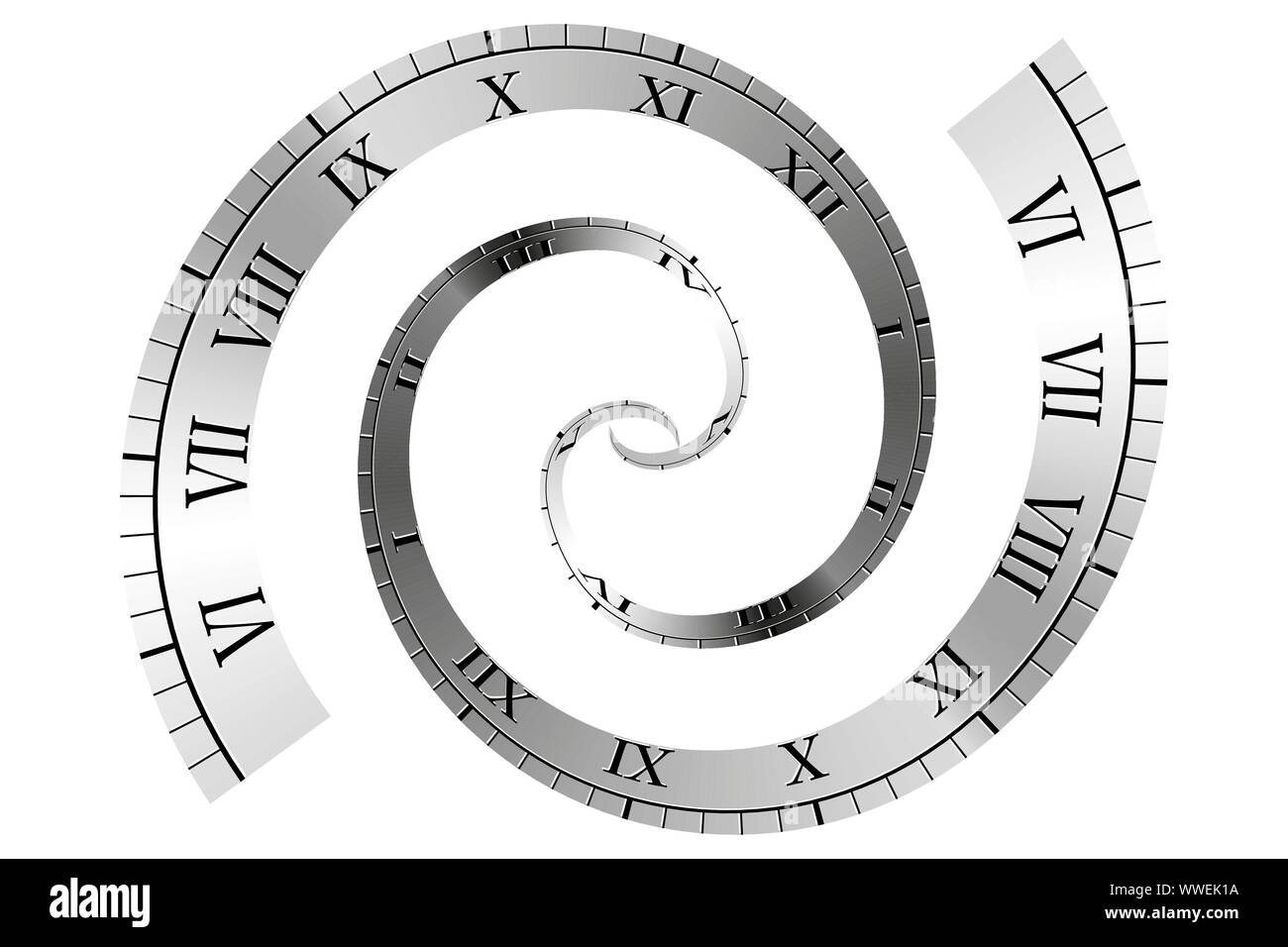 Spiral Roman Numeral Clock Time Line Vector illustration eps 10 Stock ...
