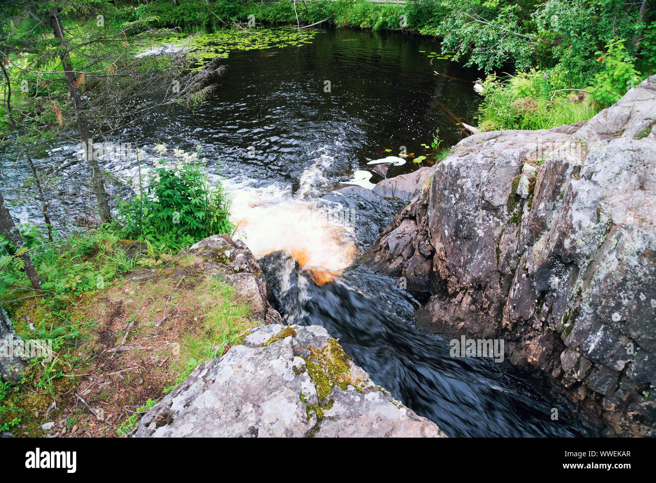 Ruskeala waterfalls on the tokhmayoki river . Karelia Stock Photo - Alamy