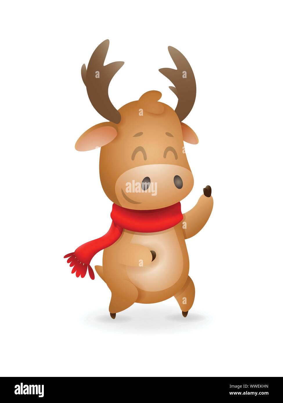 Cute Moose or Reindeer celebrate winter holidays - vector illustration ...