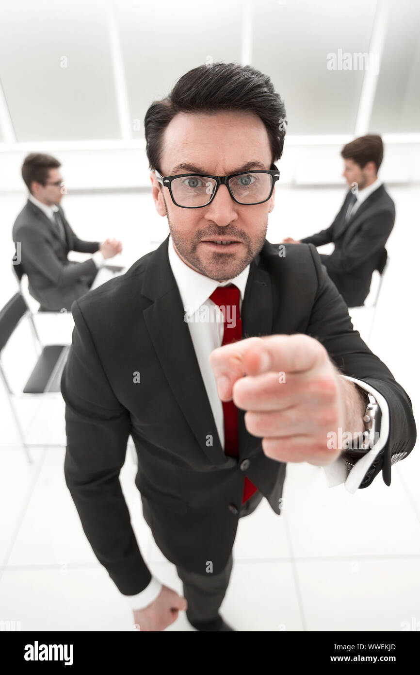 close up.angry boss pointing at you Stock Photo - Alamy