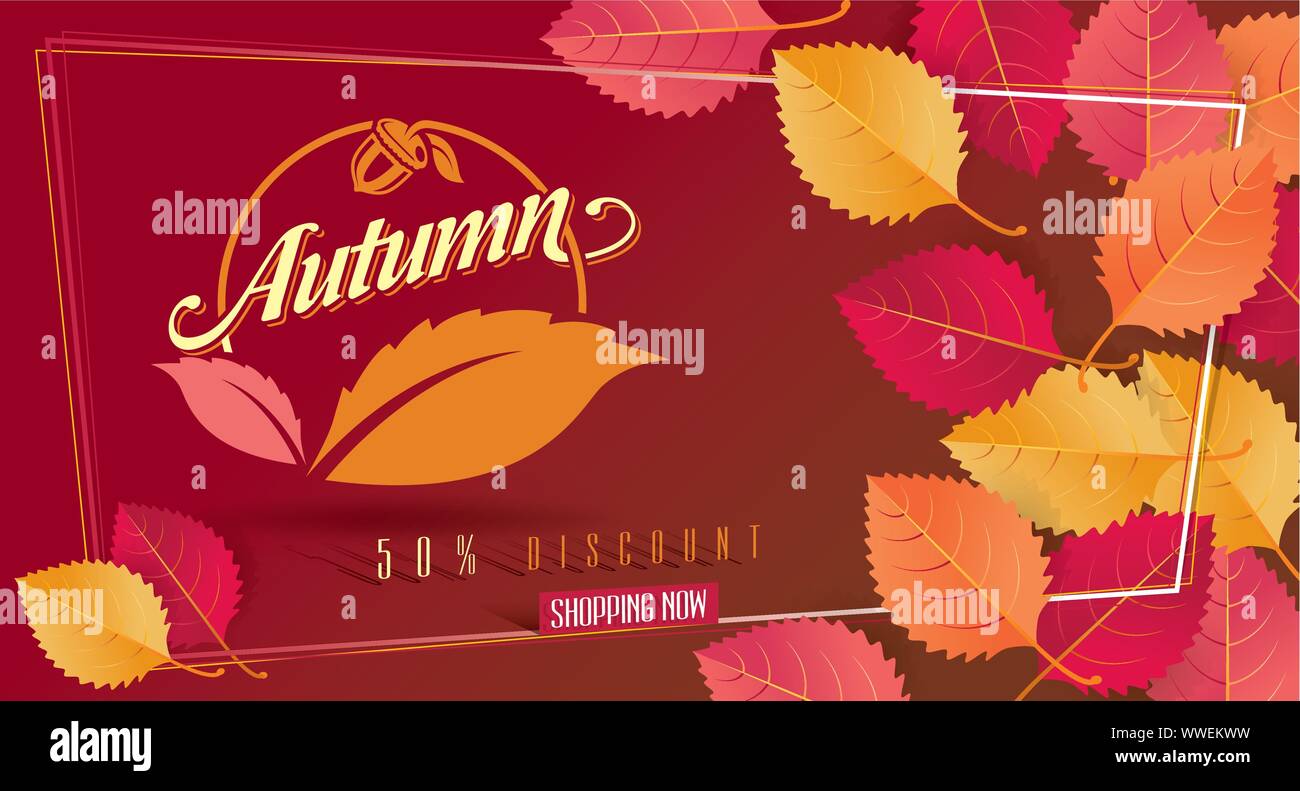 Autumn Seasonal Discount Card and Vector Web Banner Stock Vector Image ...