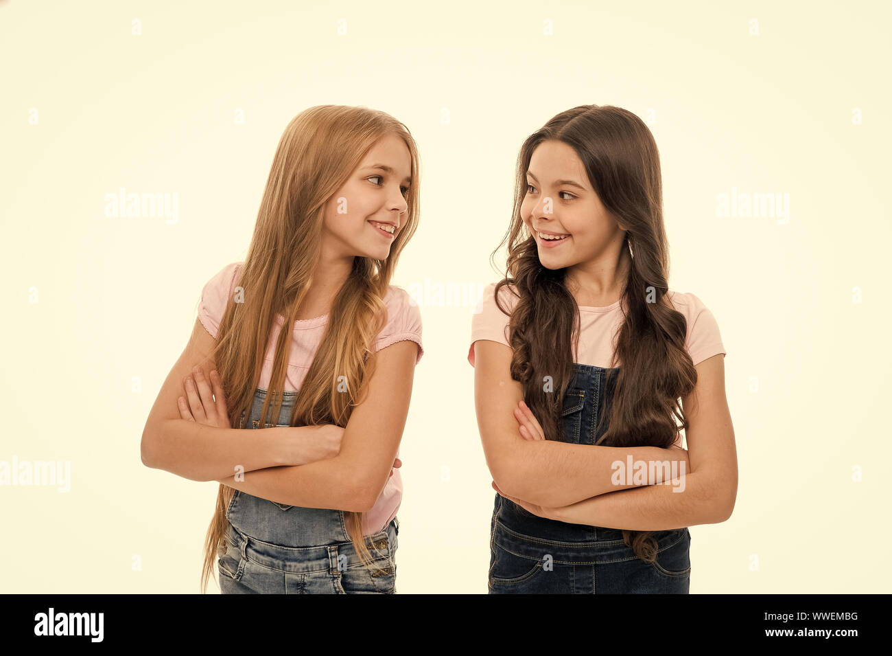 Sisterhood goals. Sisters little kids isolated white background ...