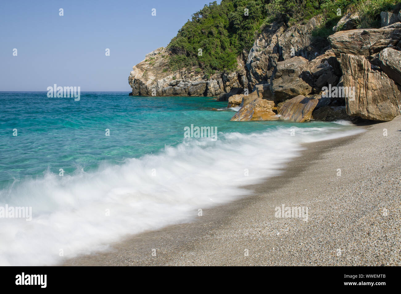 Beautiful beach of Agii Saranta in Greece Stock Photo - Alamy