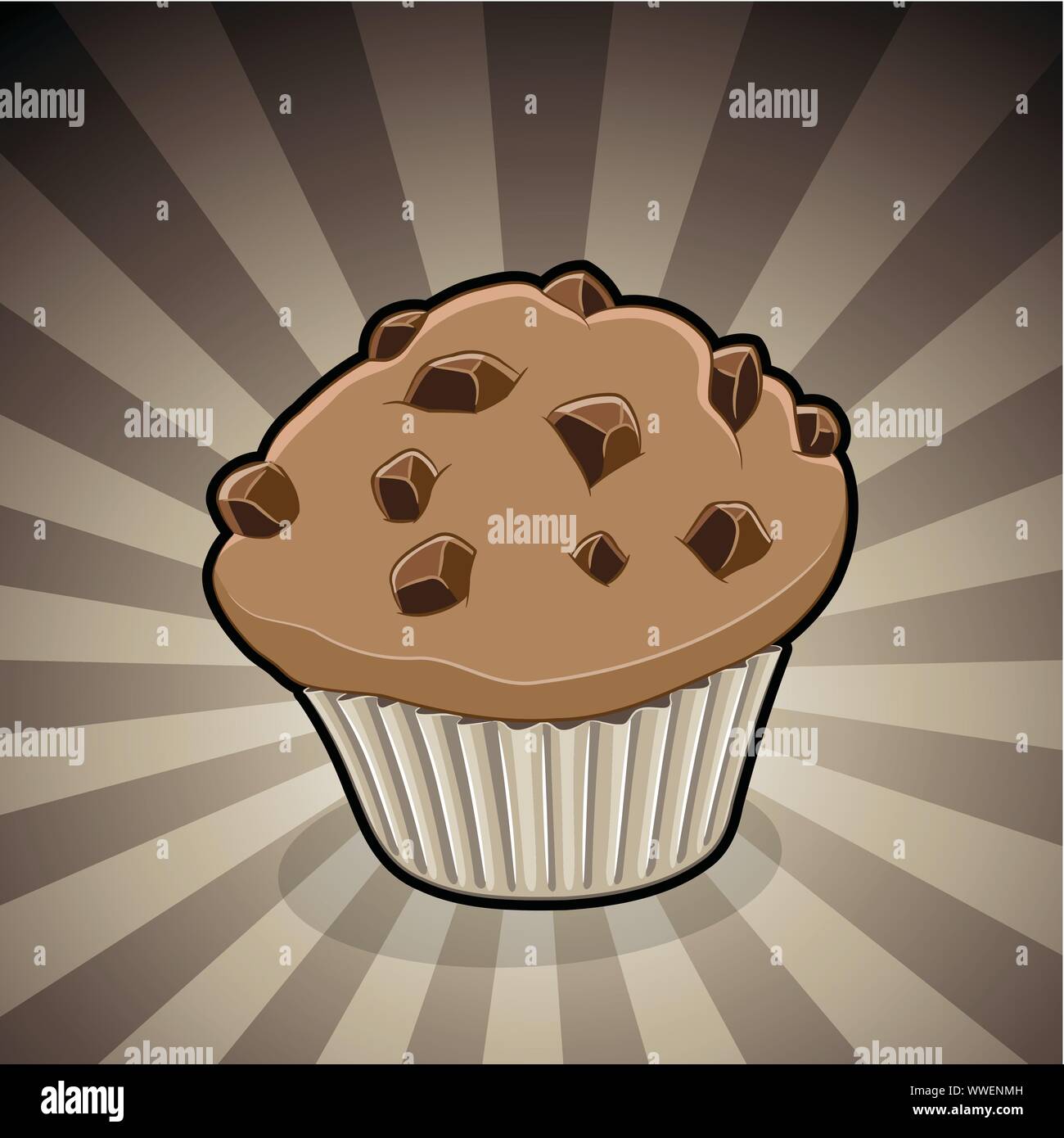 Vector Illustration of Muffin Illustration on a Brown Striped ...