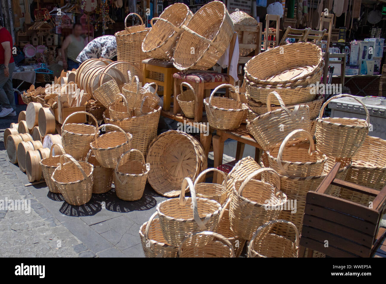 Shop producing wooden materials. Wooden products are on the shelf Stock ...