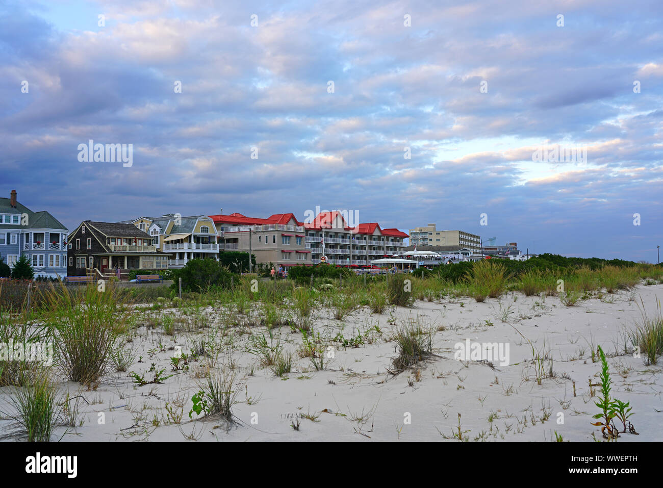 CAPE MAY, NJ -8 SEP 2019- View of colorful historic Victorian houses in ...