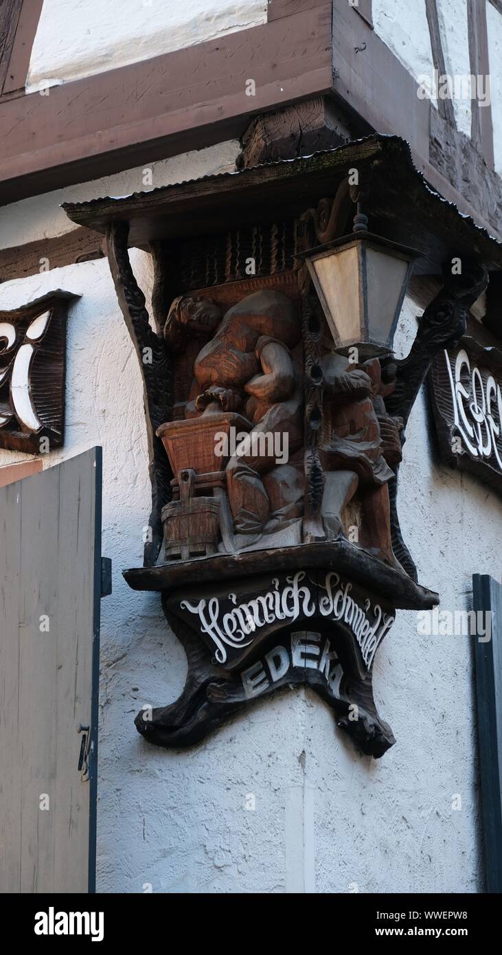 Carved Sign on Store Stock Photo - Alamy
