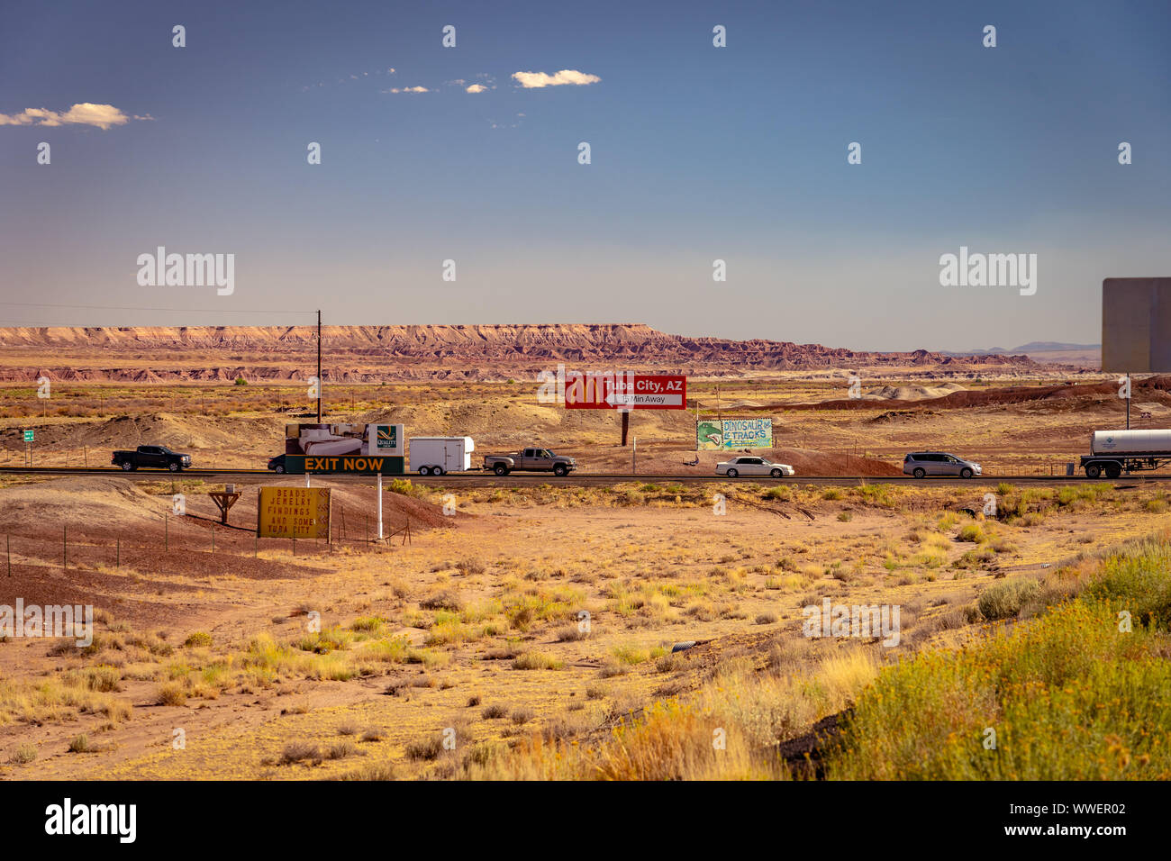 Highway 89, Arizona, USA - Advertising billboards along the road Stock ...
