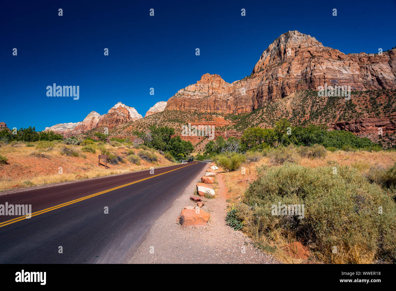 Road through the Zion National Park, Utah, USA Stock Photo - Alamy