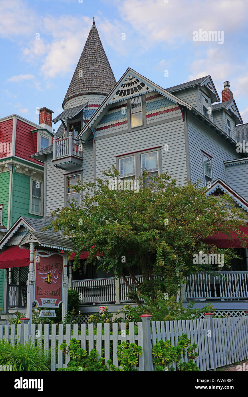 CAPE MAY, NJ -8 SEP 2019- View of colorful historic Victorian houses in ...