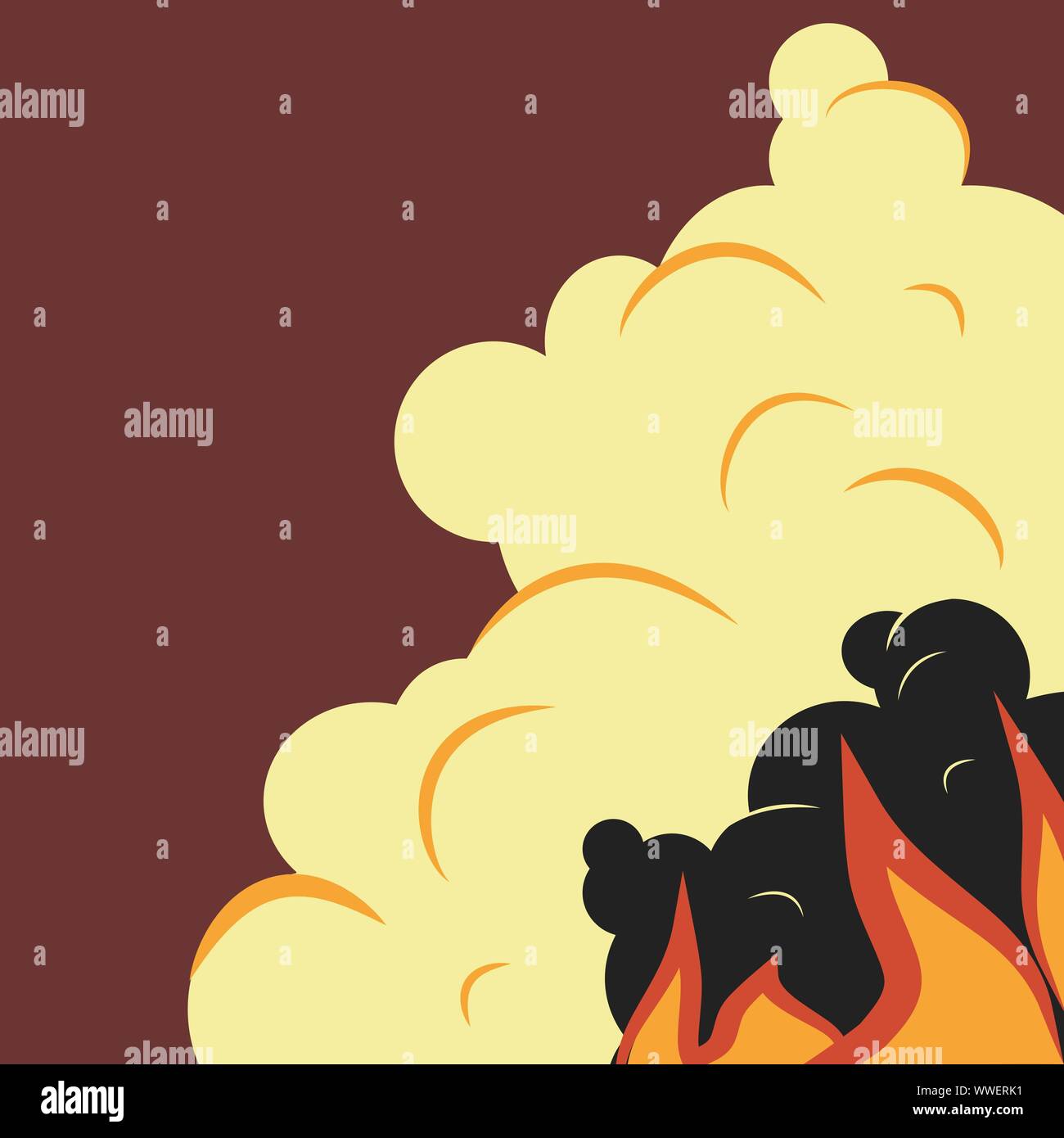 Wildfire. Flame and smoke in flat style. Vector illustration Stock ...