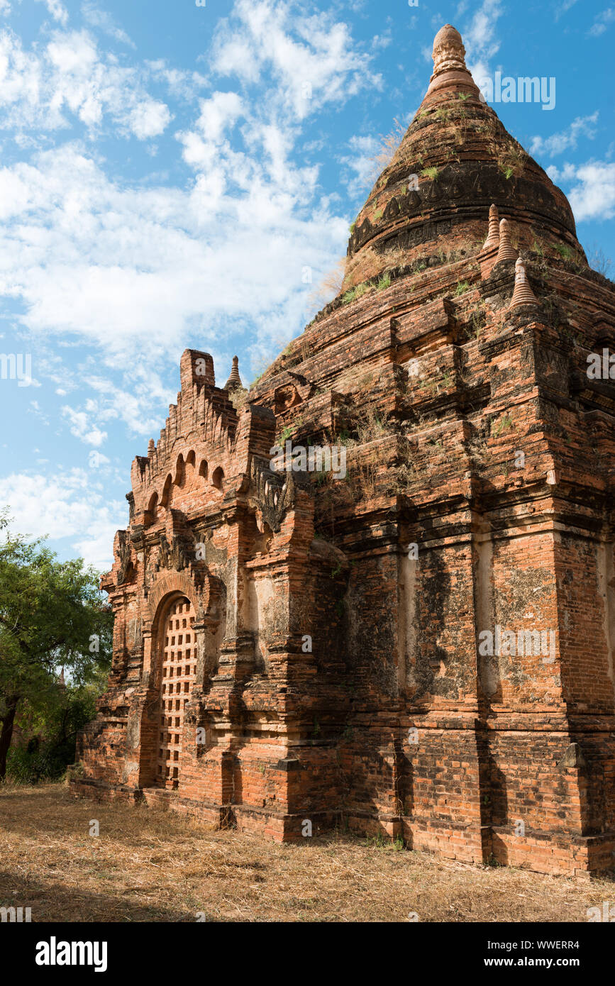 Vertical picture of amazing architecture old temples of Bagan, located ...