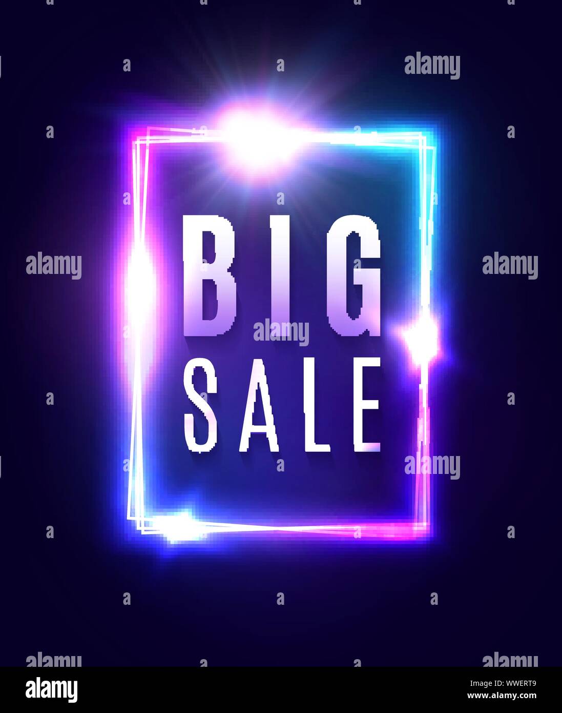 Big sale. Bright 3d neon square discount sign Stock Vector Image & Art ...
