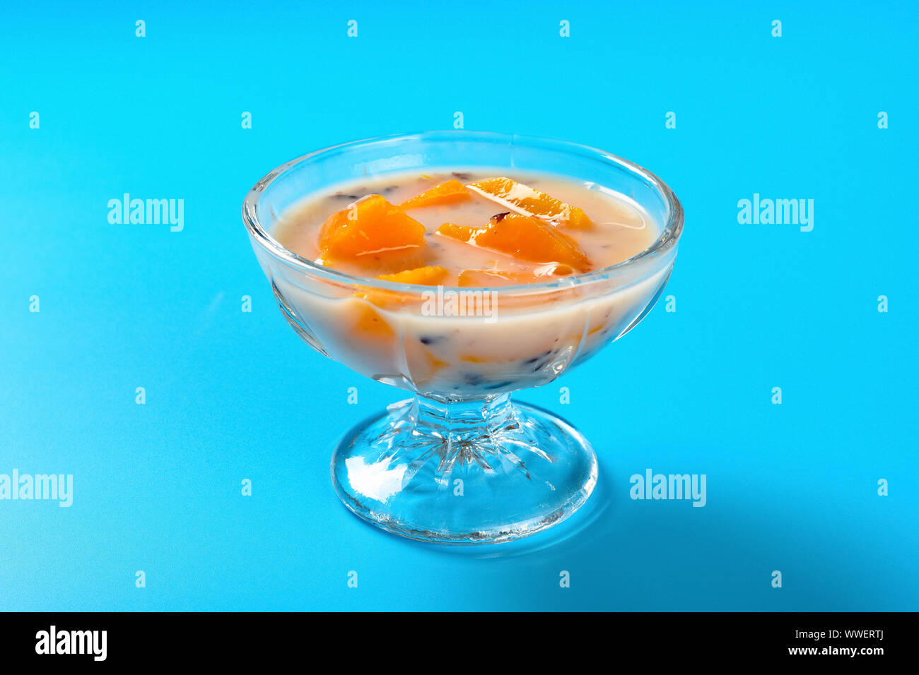 glass cup of Chinese syrup of sweet potato and purple rice Stock Photo ...