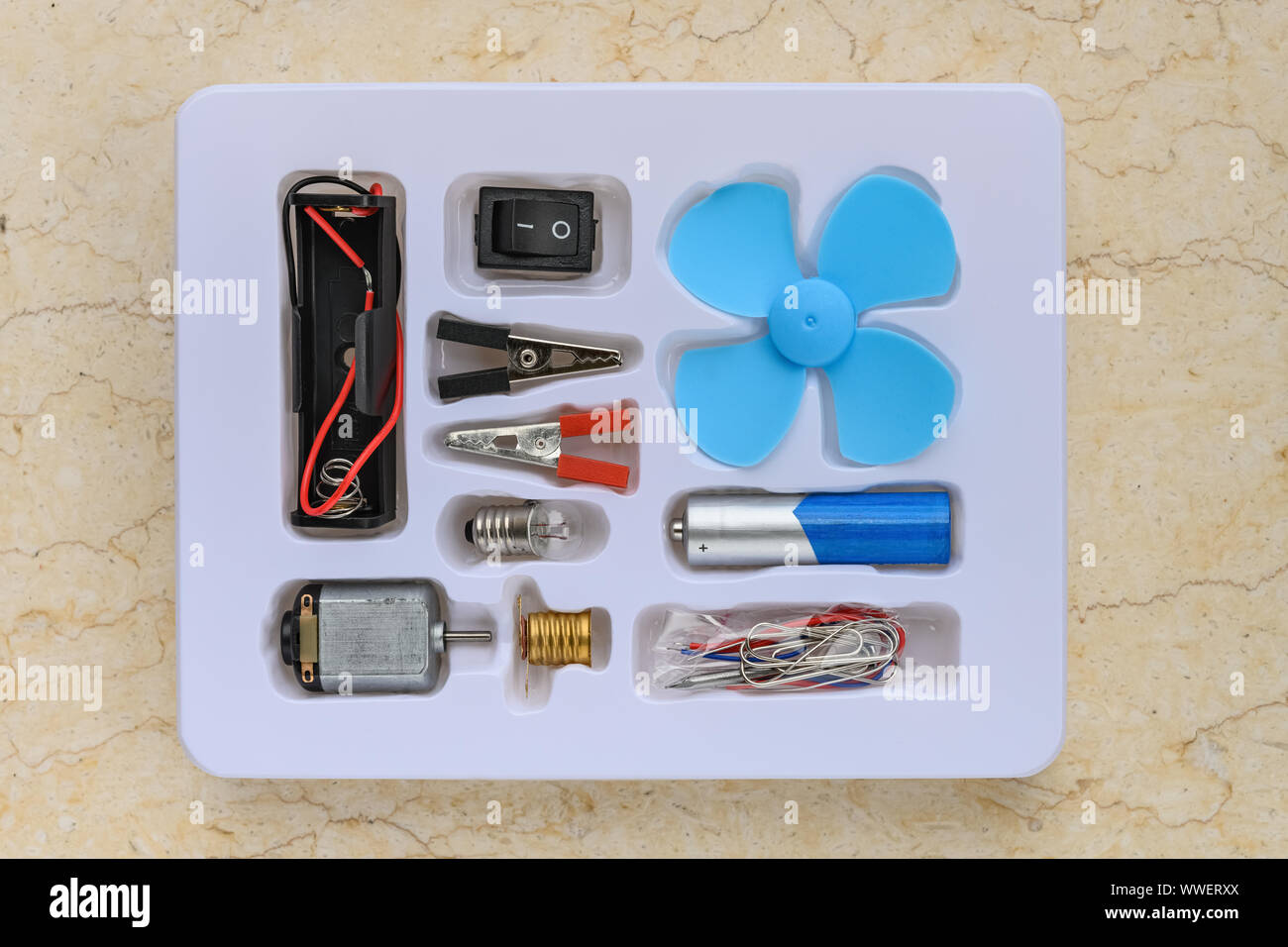 components for making up electric circuit for children to study Stock ...