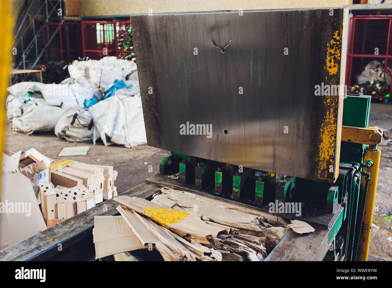 Special equipment for pressing paper waste at a waste sorting plant for ...