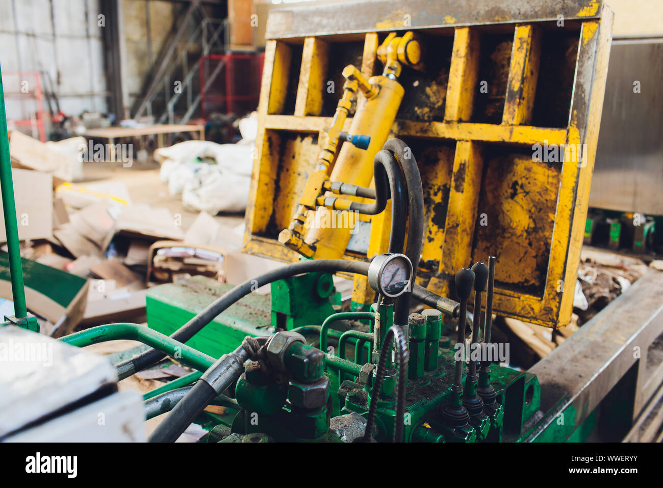 Special equipment for pressing paper waste at a waste sorting plant for ...