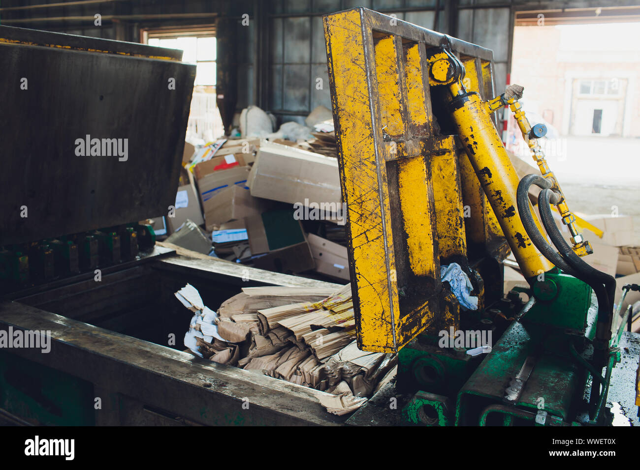Special equipment for pressing paper waste at a waste sorting plant for ...