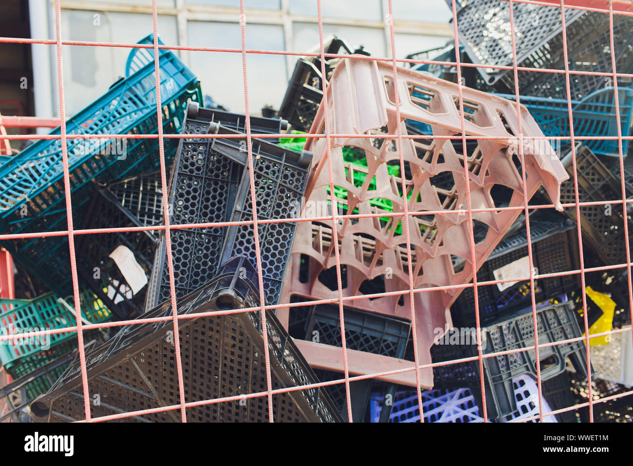 Plastic pressed bales at the modern waste hazardous processing plant ...