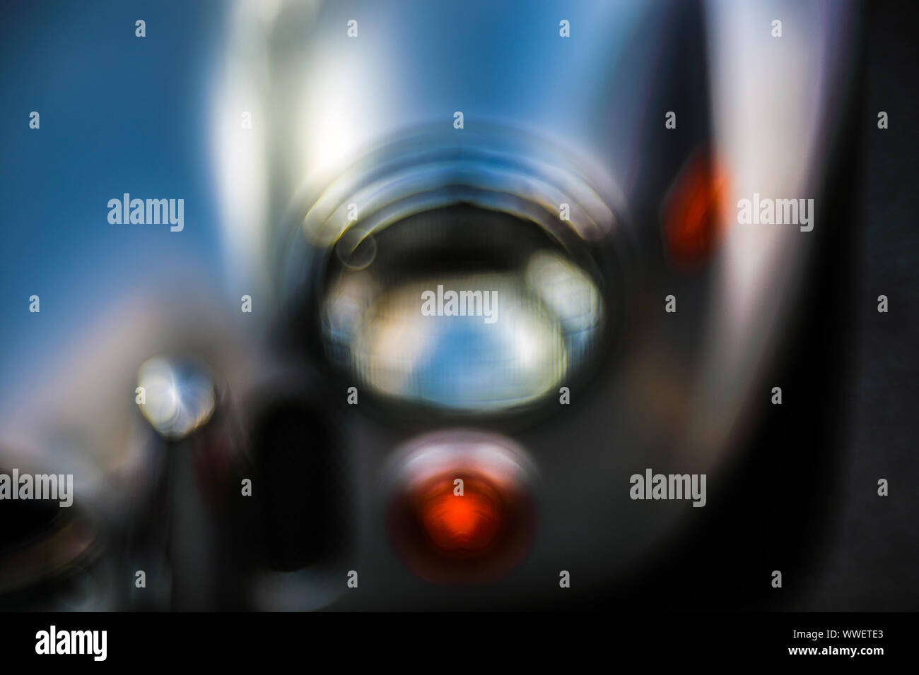 Retro headlight lamp vintage classic car. Soft focus, boke background ...