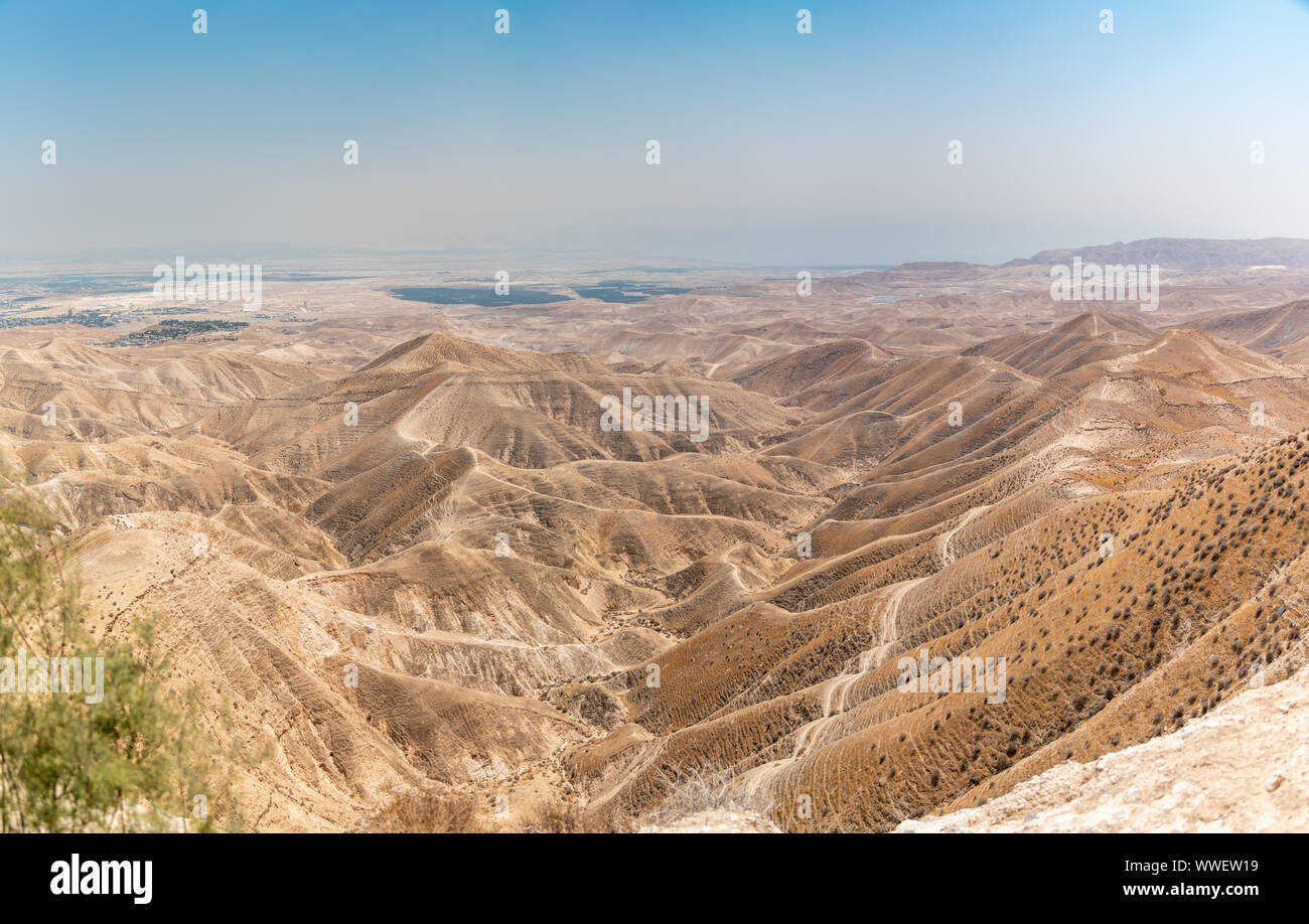 View of the Jordan Valley With Dead Sea and Jericho on the Horizon ...