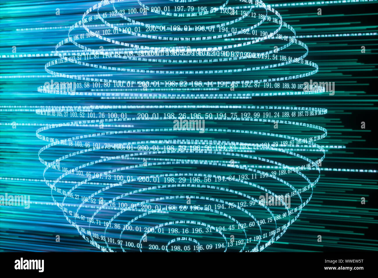 Digital lines made of numbers, globe big data background, 3d rendering ...