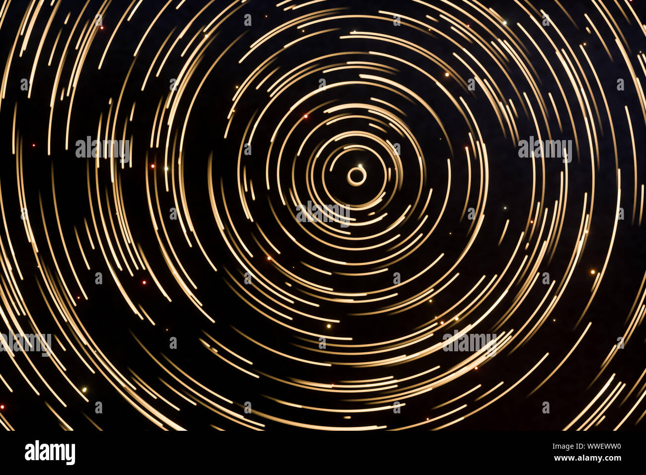 Particles revolves around its center with dark background, 3d rendering ...