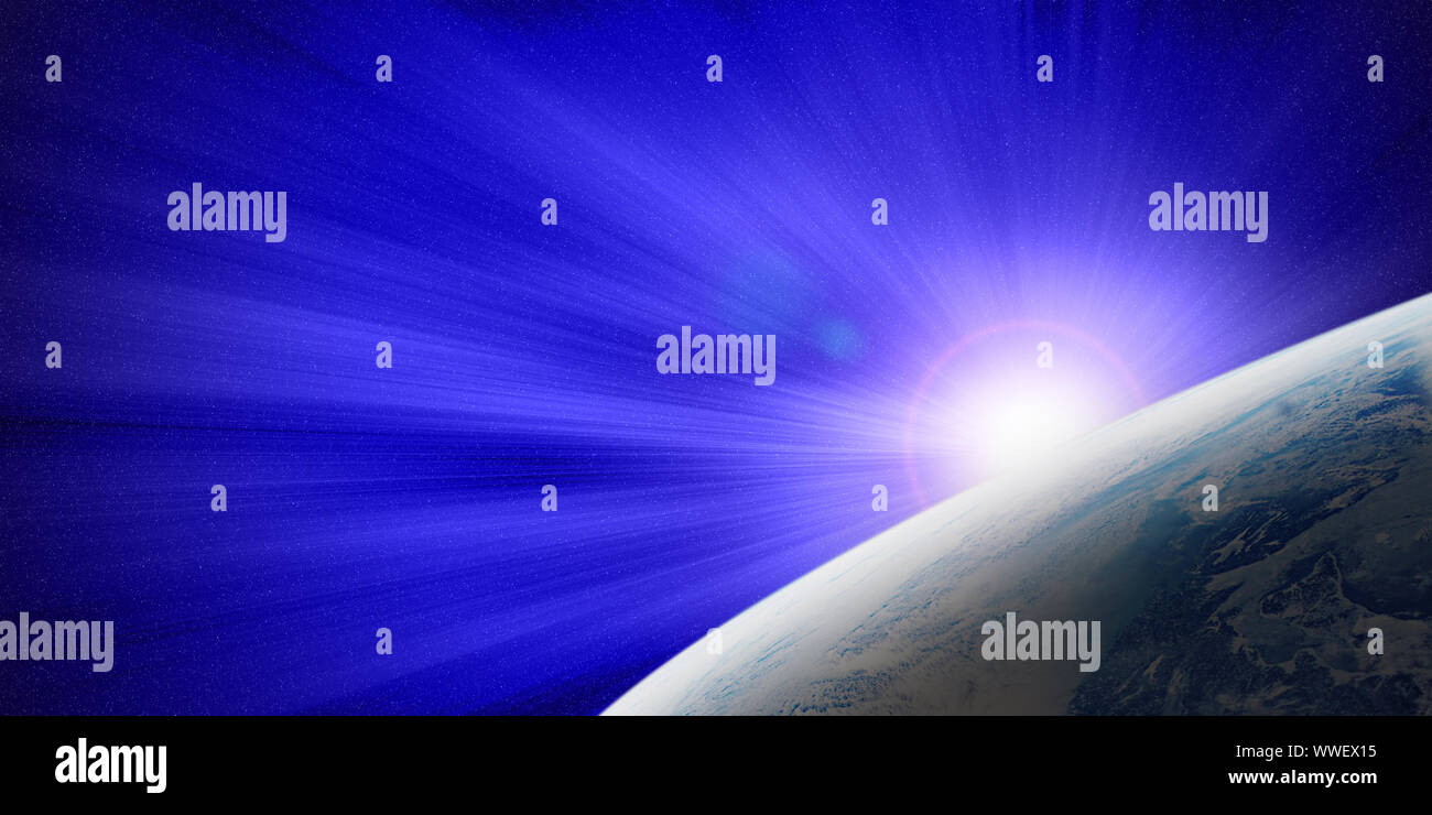The Earth and ray of blue light, space view, Elements of this Image ...