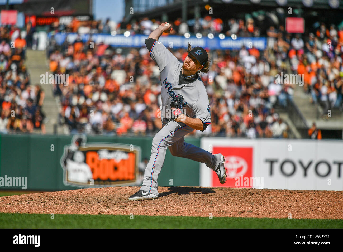 San Francisco, California, USA. 15th Sep, 2019. Miami Marlins relief ...