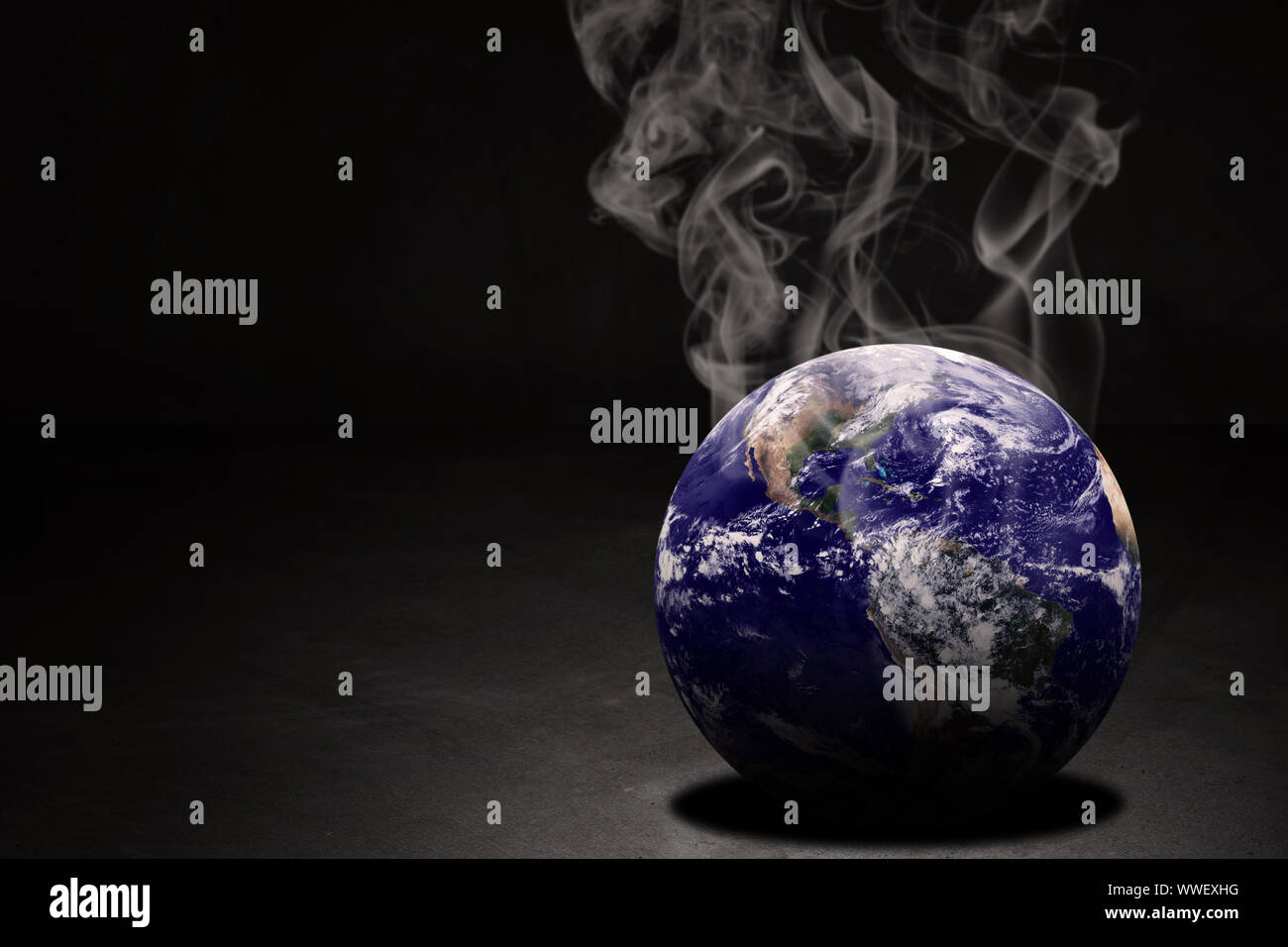 Global warming and pollution concept, the earth and smoke, Elements of ...