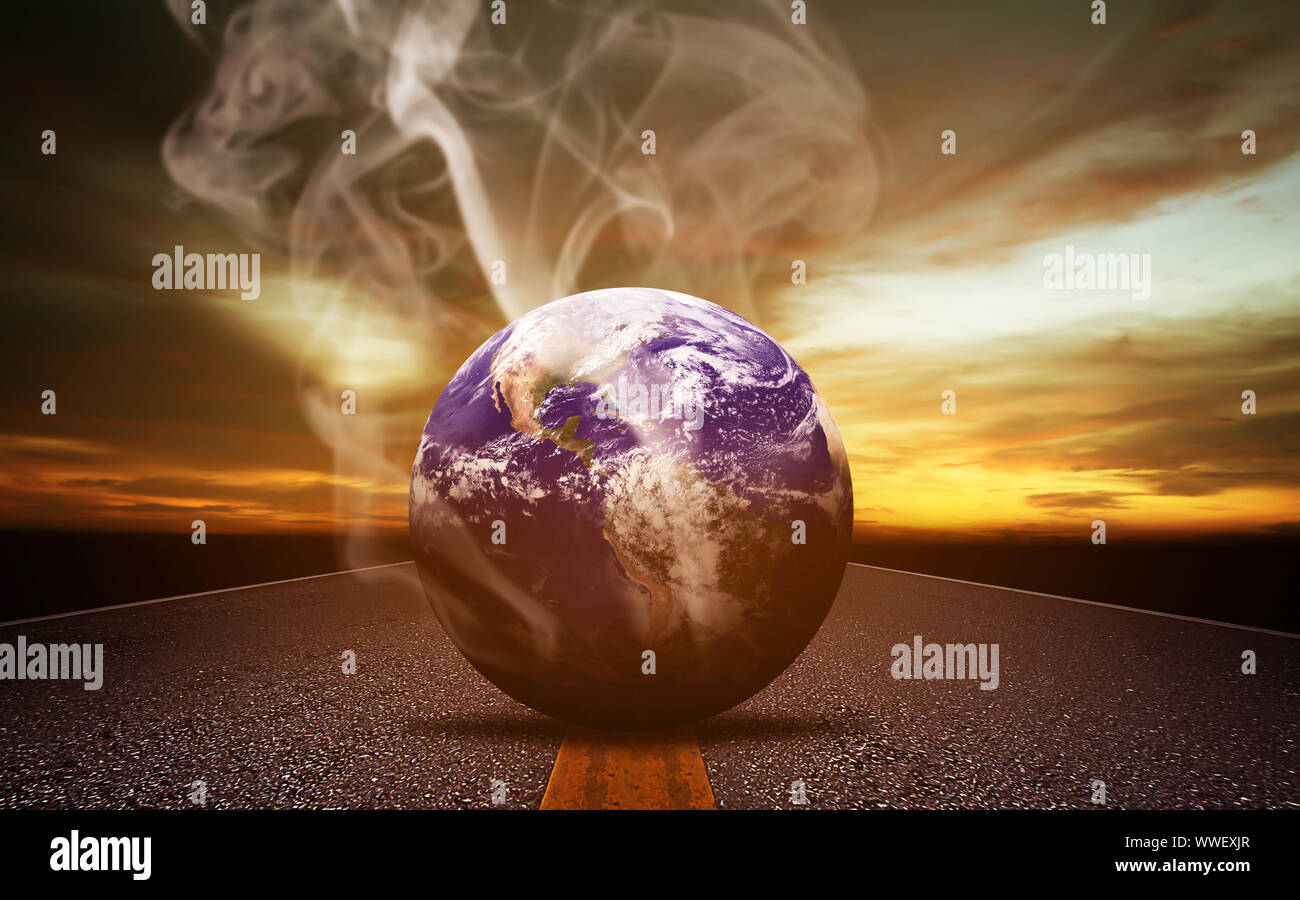 Global warming and pollution concept, the earth and smoke, Elements of ...