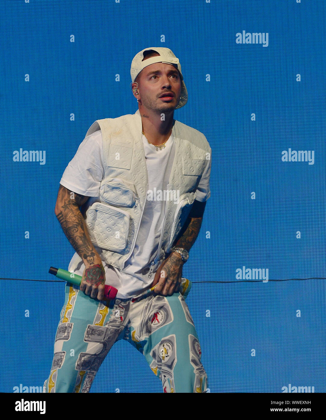 Miami, FL, USA. 14th Sep, 2019. J Balvin performs during his "ARCOIRIS ...