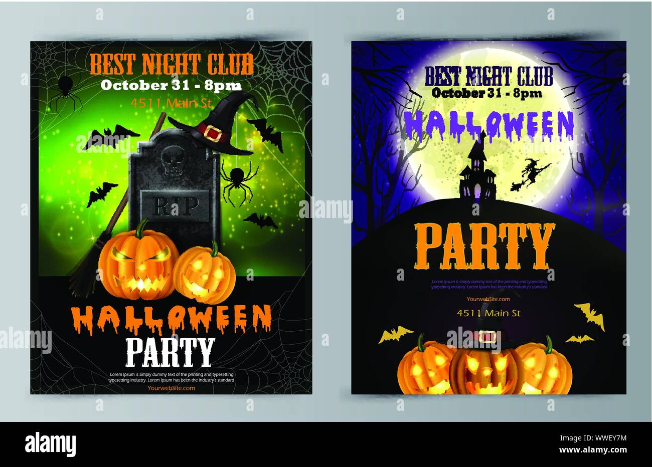 Halloween party flyer with pumpkins Stock Vector Image & Art - Alamy