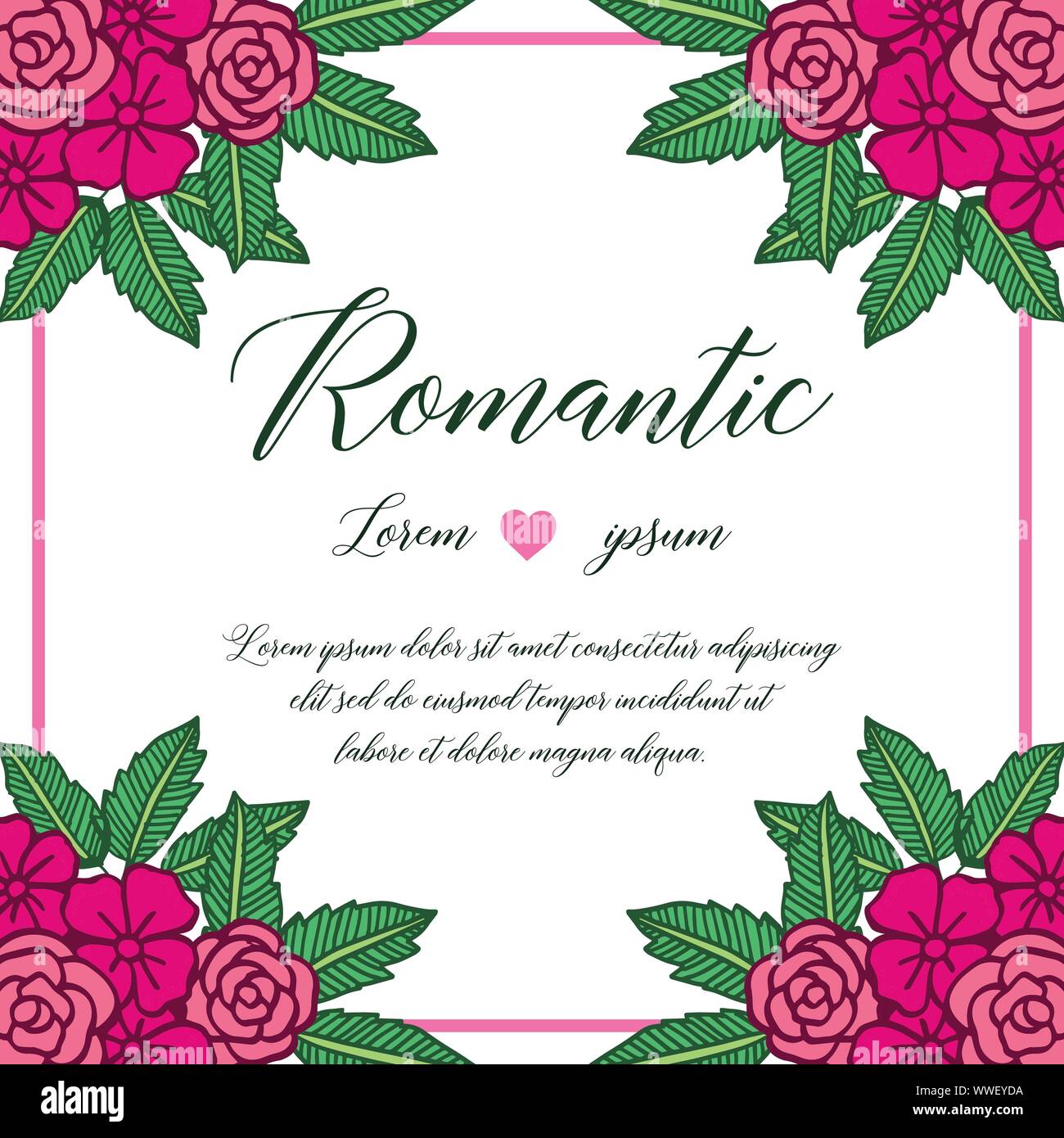 Poster romantic, with element design of colorful floral frame. Vector ...